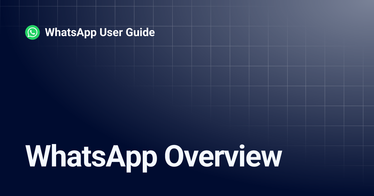 WhatsApp Overview | WhatsApp User Guide